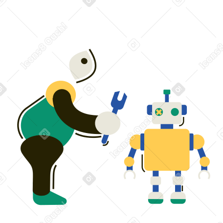 Robot repair Illustration in PNG, SVG