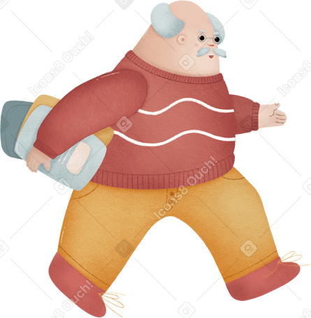 Old man Illustration in PNG, SVG