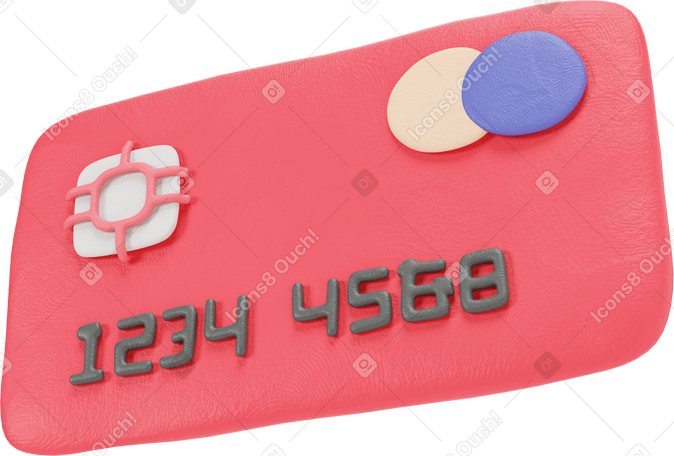 3D Side view of a red bank card Illustration in PNG, SVG