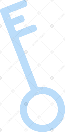 Big light blue key Illustration in PNG, SVG