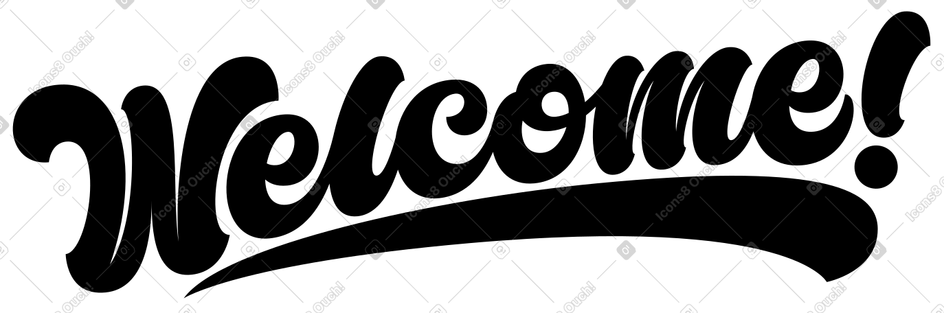 Lettering welcome! calligraphy style text PNG, SVG