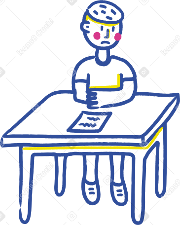 Sad student Illustration in PNG, SVG