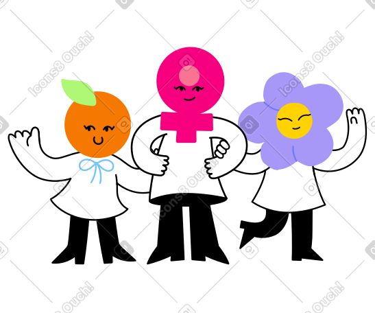 The female characters stand together PNG, SVG