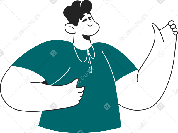 Man holding something in his hands Illustration in PNG, SVG