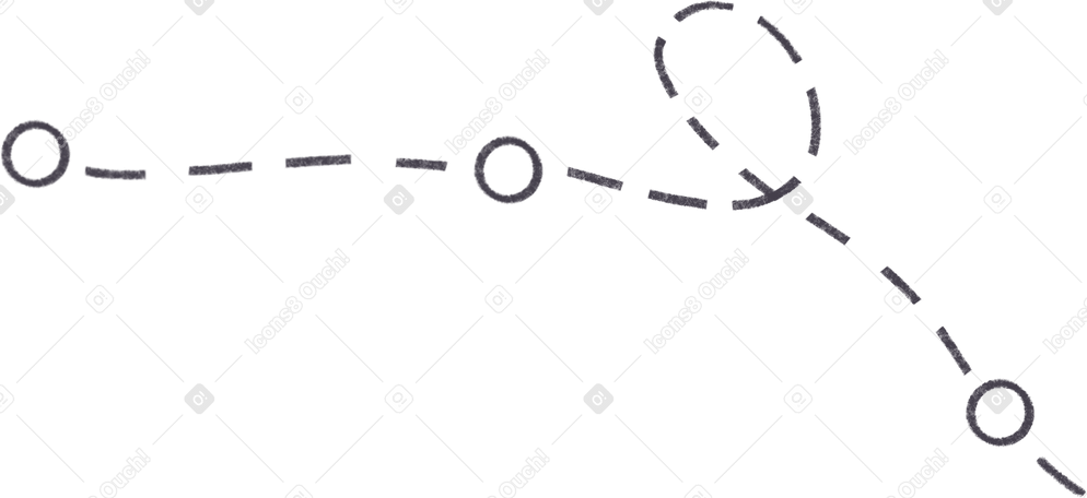 Dotted line route with stops Illustration in PNG, SVG