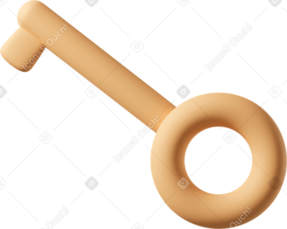 3D Yellow key Illustration in PNG, SVG