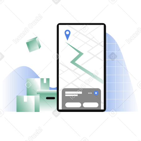 Tracking online delivery of goods Illustration in PNG, SVG