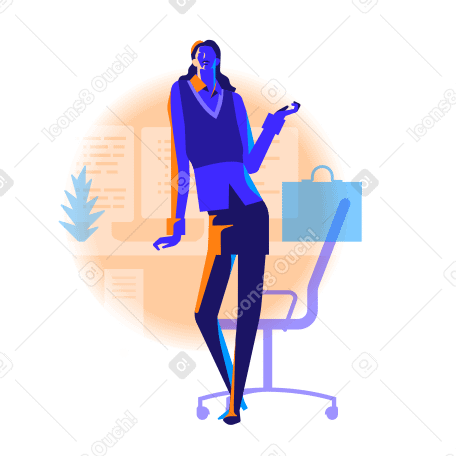 Female coder standing in the office Illustration in PNG, SVG