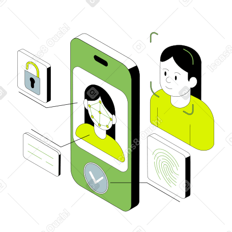 Face ID technology on phone animated illustration in GIF, Lottie (JSON), AE