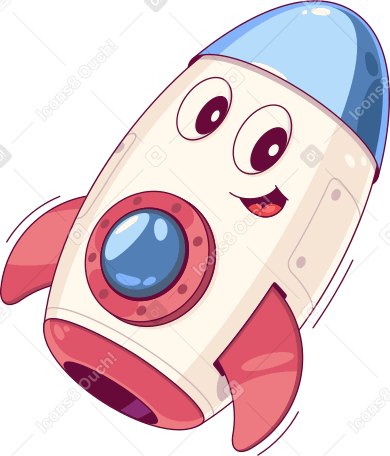 Smiling rocket Illustration in PNG, SVG