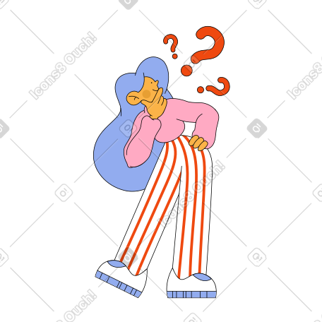 Woman thinking about the problem animated illustration in GIF, Lottie ...