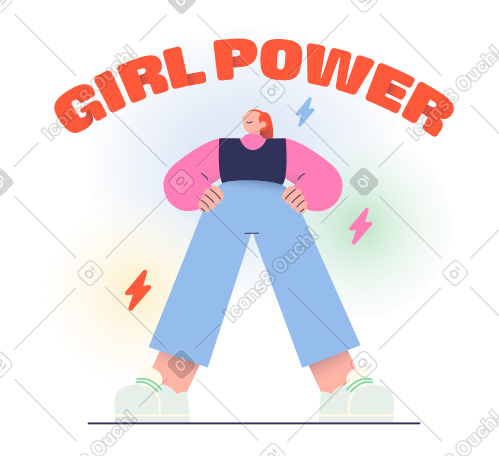 Lettering Girl Power with a strong woman PNG, SVG