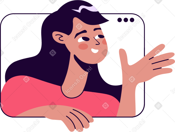 Girl in a browser window Illustration in PNG, SVG