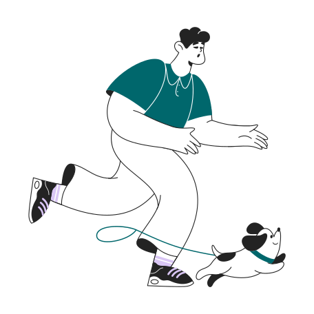 Man chasing a dog Illustration in PNG, SVG