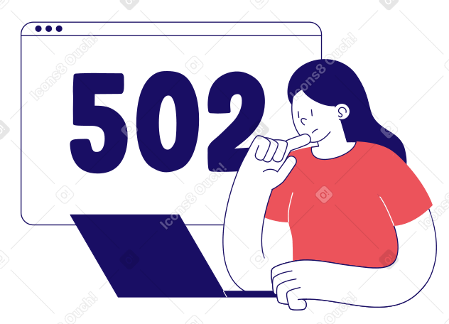Woman getting 502 error, bad gateway PNG, SVG