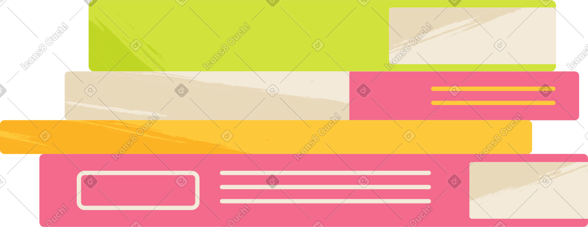 Stack of four books animated illustration in GIF, Lottie (JSON), AE