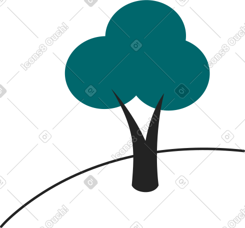 Bush lines with tree PNG, SVG