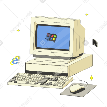Retro Personal Computer with Windows logo PNG, SVG