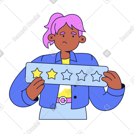 Woman showing score card with low rating PNG, SVG