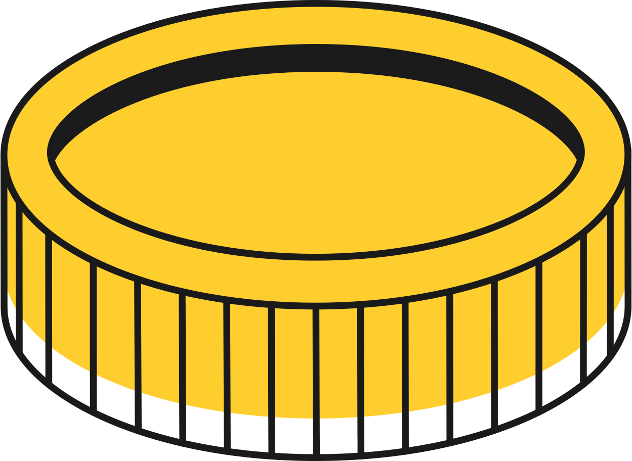 Yellow round yellow coin with highlights Illustration in PNG, SVG