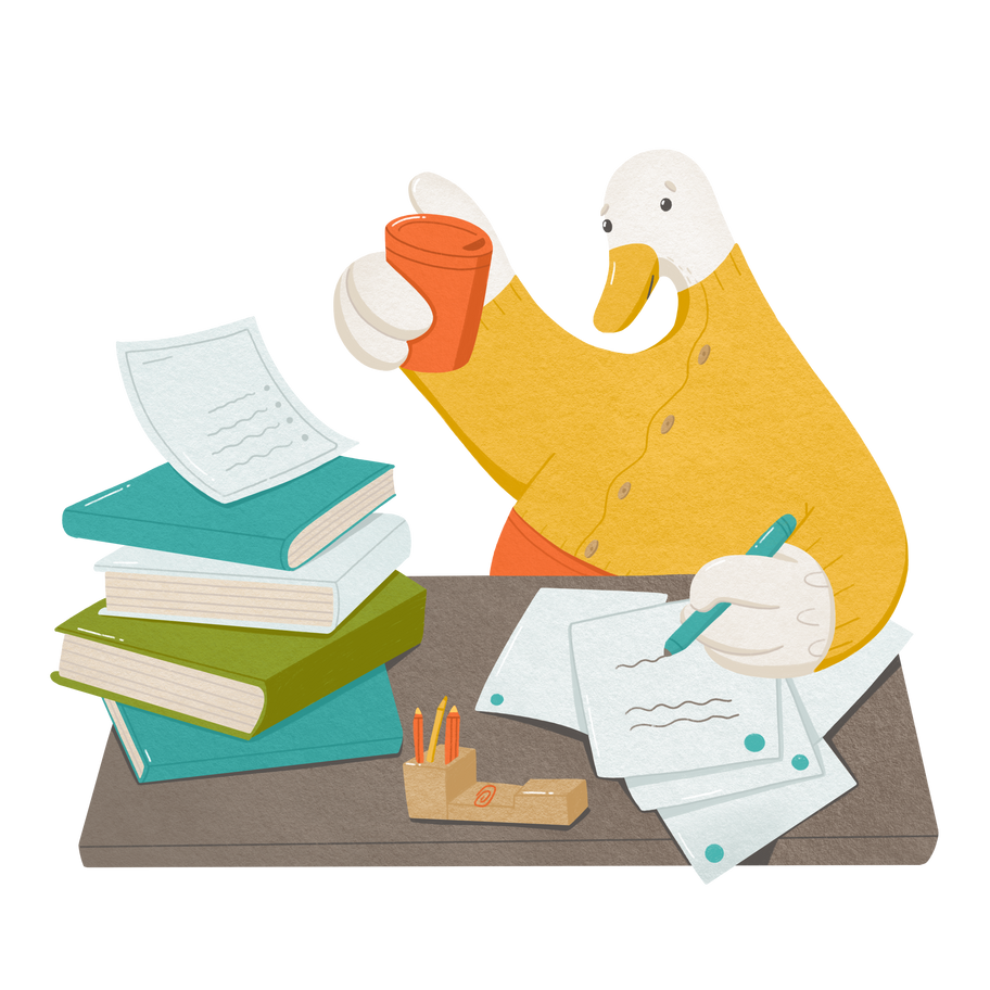 Goose with a lot of work Illustration in PNG, SVG