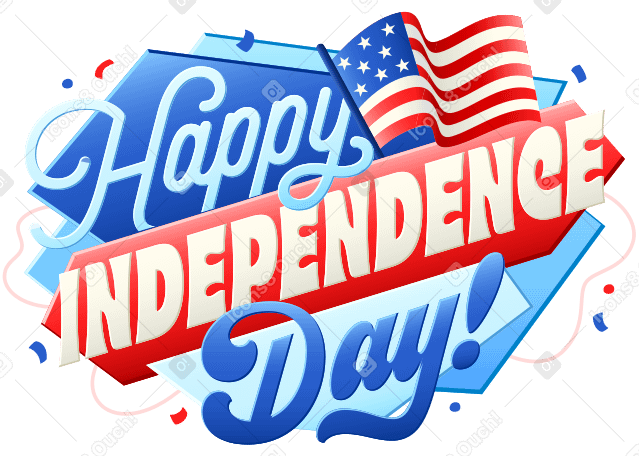 Lettering Happy Independence Day! with US flag text PNG, SVG