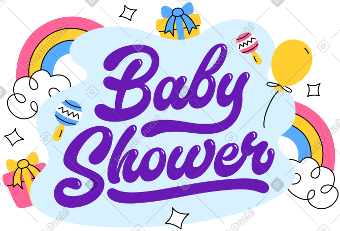 Lettering baby shower with decorate elements text PNG, SVG