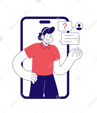 Customer service man answering question Illustration in PNG, SVG