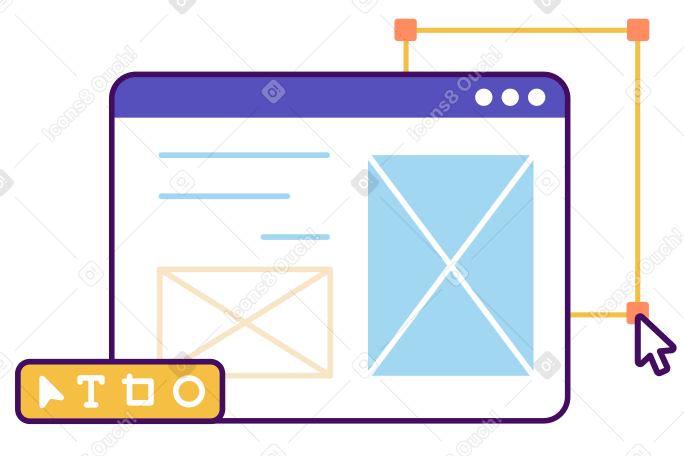 Browser with website interfce and toolbar PNG, SVG