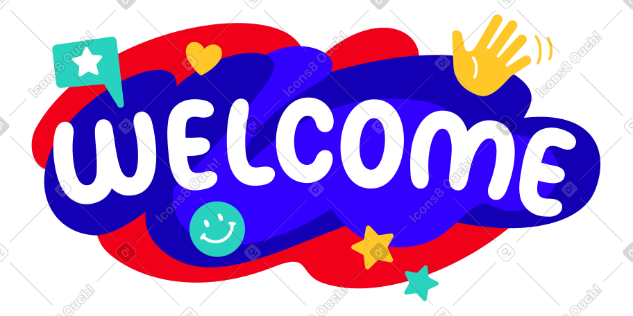 Lettering welcome text with social media elements PNG, SVG