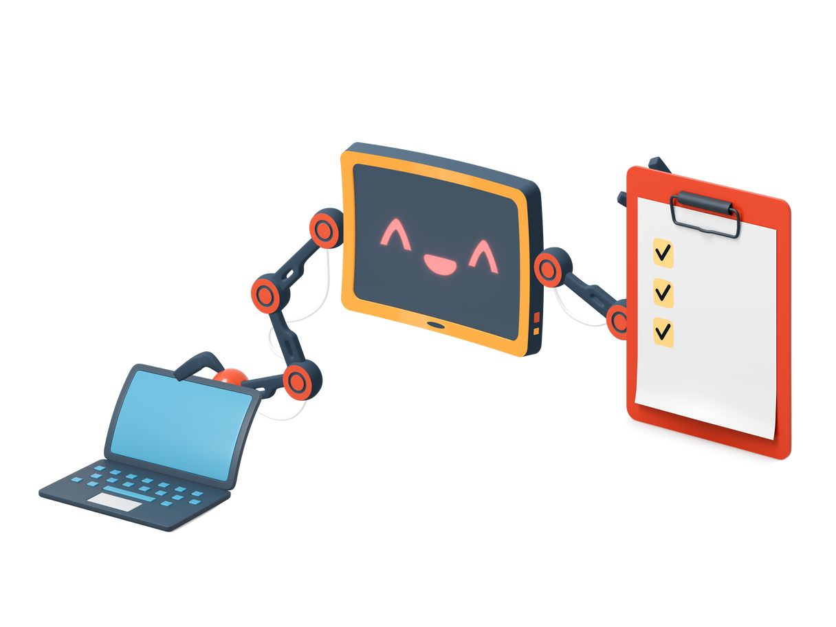 Artificial intelligence assistant with laptop and task list ...