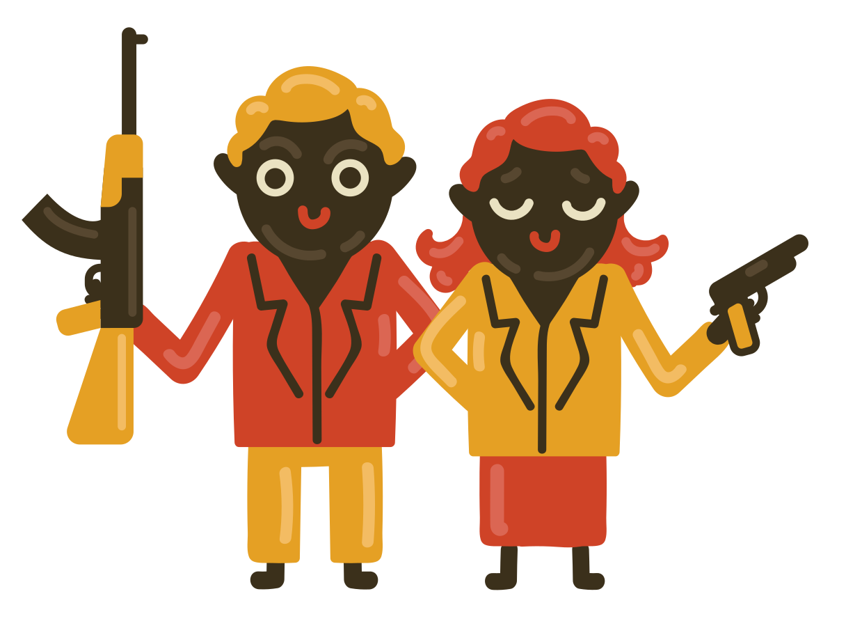 Bonnie and Clyde Illustration in PNG, SVG