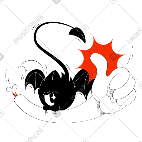 Bat biting an arm showing thumbs up PNG, SVG