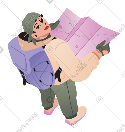 Finding a way, hiker looking at map PNG, SVG