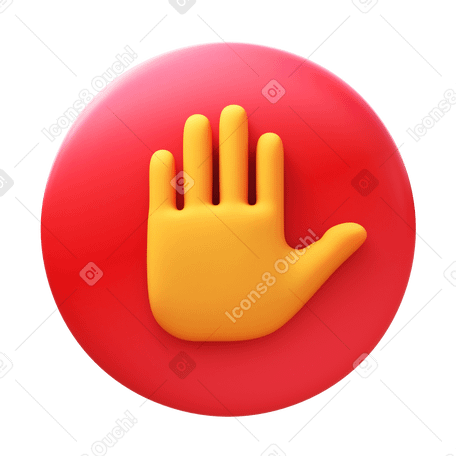 3D stop hand Illustration in PNG, SVG