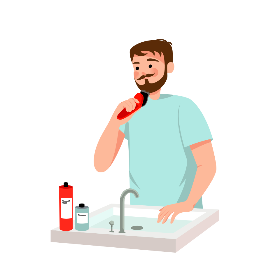 Man shaving his beard Illustration in PNG, SVG Man shaving his beard Illustration in PNG, SVG