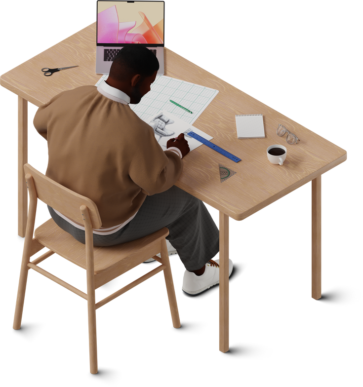 Young Man Creating 3d Model Png Svg 