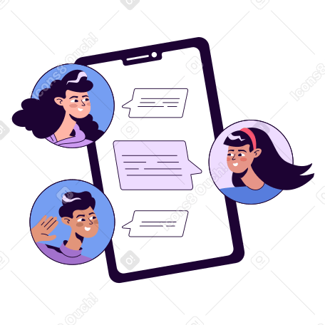 People communicate in a group chat Illustration in PNG, SVG
