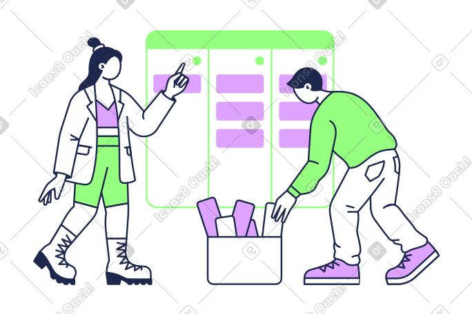 Employees working on task management PNG, SVG