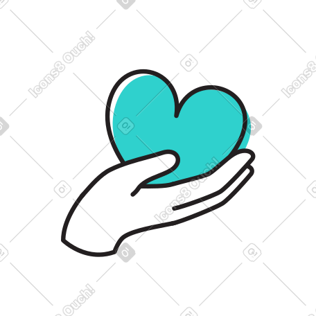 Mano sosteniendo con cuidado un corazón verde PNG, SVG