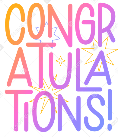 Lettering congratulations gradient with stars Illustration in PNG, SVG
