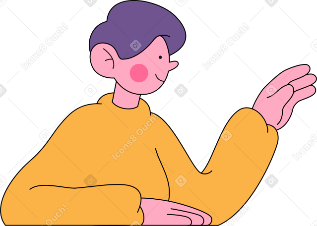 Man holding something in his hand Illustration in PNG, SVG