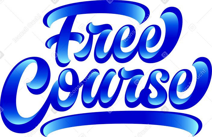 Lettering free course with gradient shadow Illustration in PNG, SVG