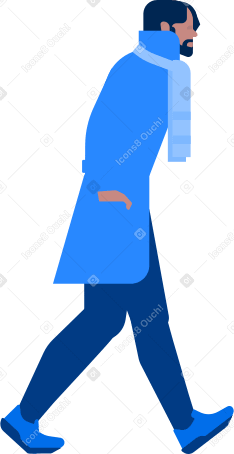 Walking man in blue coat Illustration in PNG, SVG