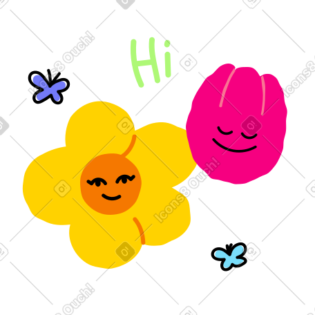 Flower heads and butterflies PNG, SVG