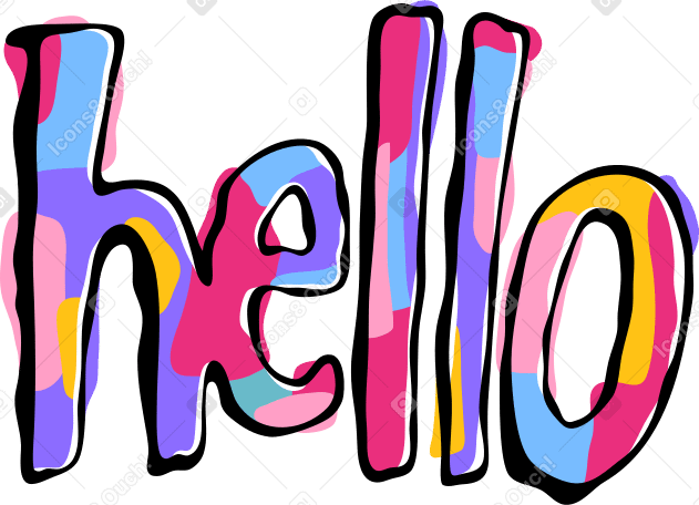 Lettering hand drawn hello multicolor stain PNG, SVG