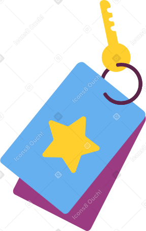 Room key with keychain Illustration in PNG, SVG