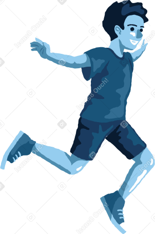 Boy jumping side view Illustration in PNG, SVG