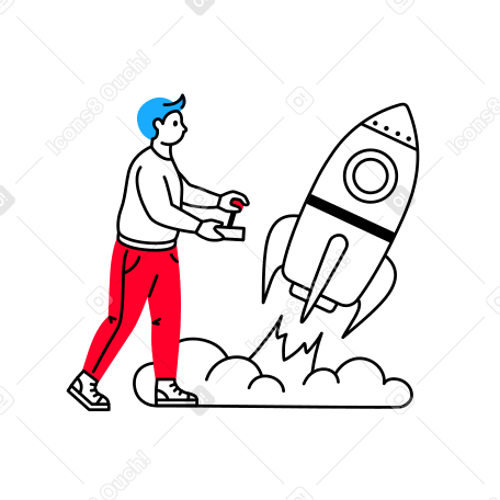 Launch of a rocket by man Illustration in PNG, SVG