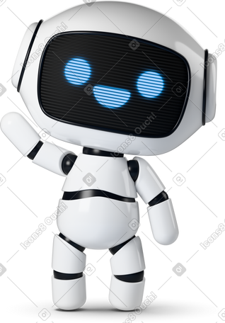 3D friendly cute robot PNG, SVG